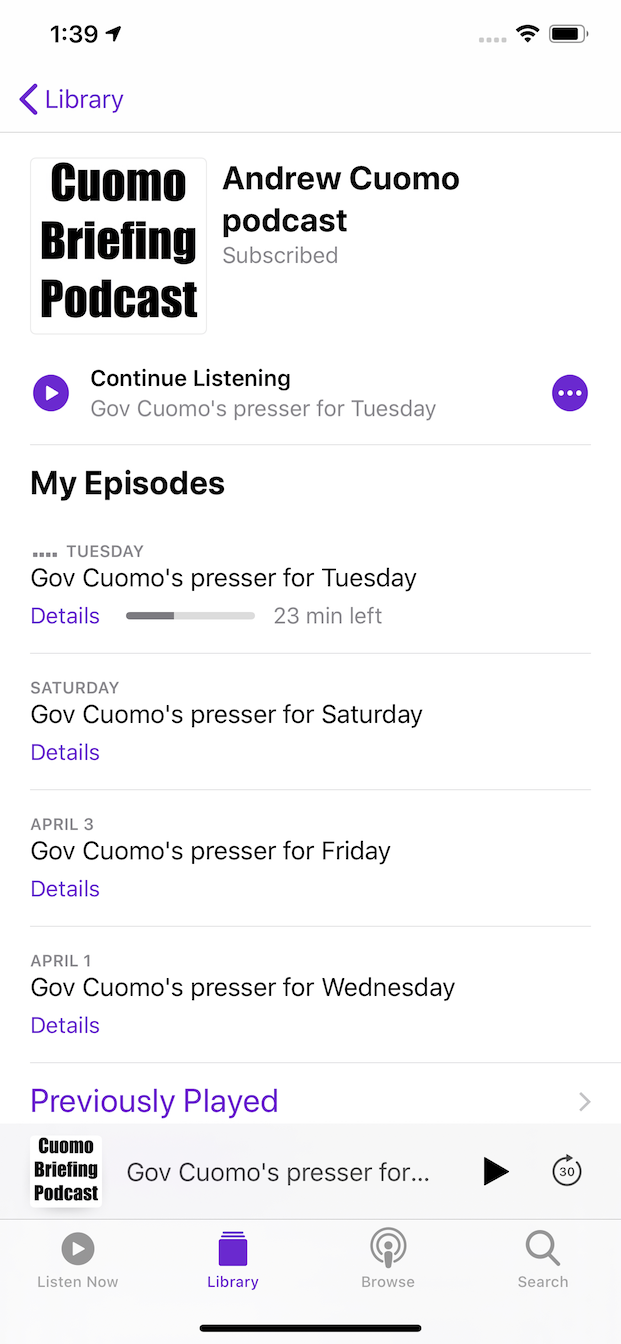 Cuomo podcast not updating in Apple's podcast app on iPhone · Issue #164 · scripting/Scripting ...